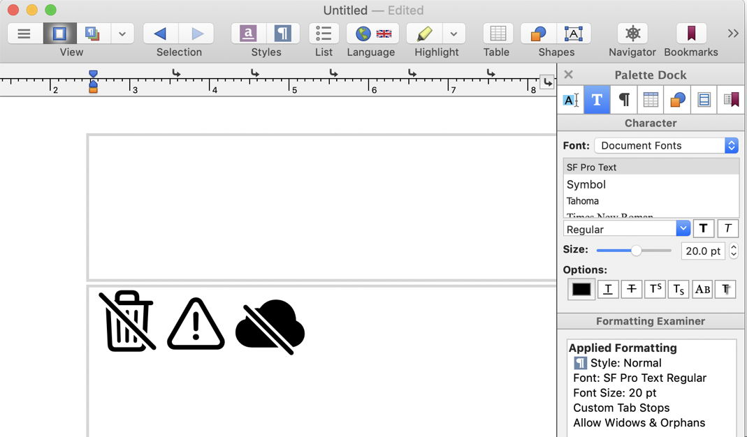 Icons, symbols, and Unicode PUA – The Eclectic Light Company