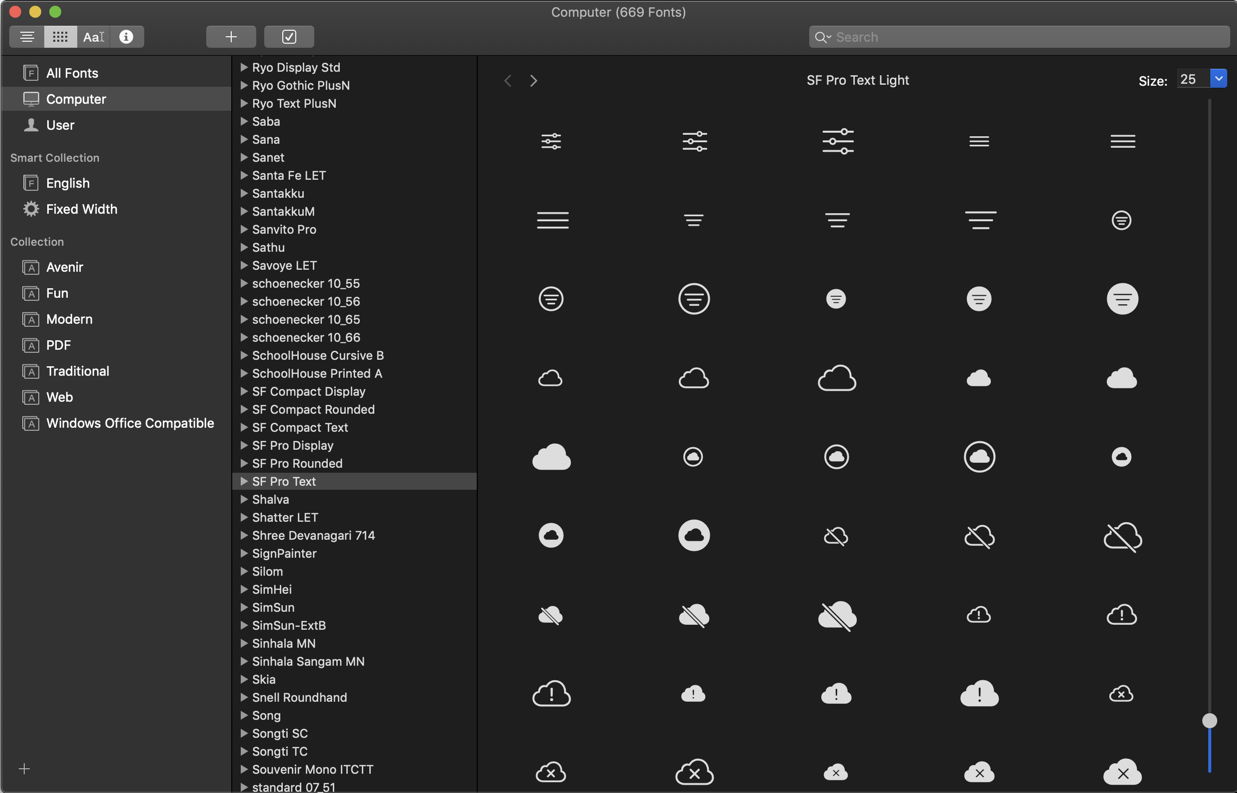 Icons, symbols, and Unicode PUA – The Eclectic Light Company