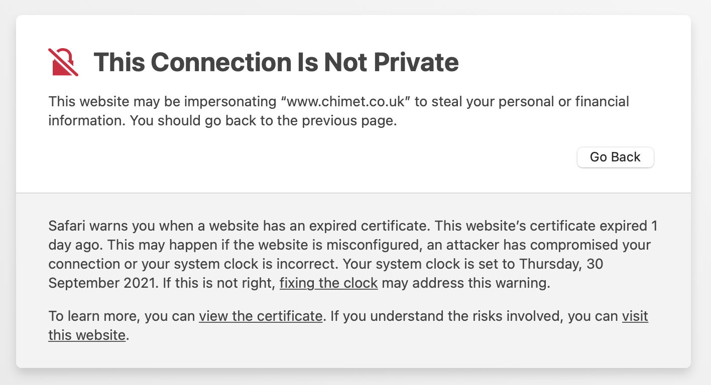 How to deal with a site with a broken certificate – The Eclectic Light ...