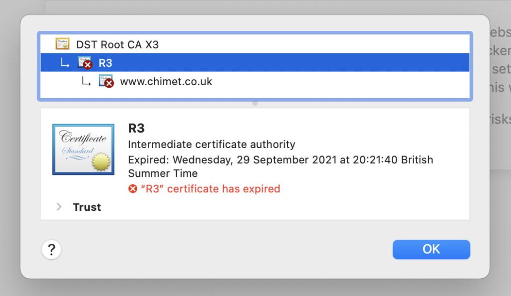 How to deal with a site with a broken certificate – The Eclectic Light ...
