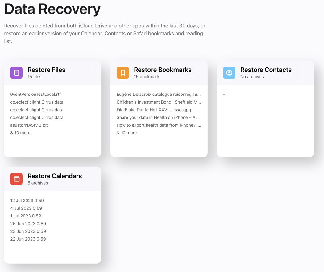 Backing up iCloud, iCloud recovery and document versions – The Eclectic ...
