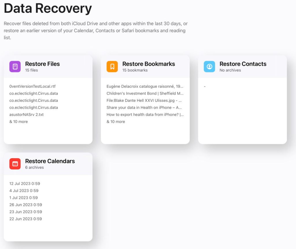 Backing up iCloud, iCloud recovery and document versions – The Eclectic ...